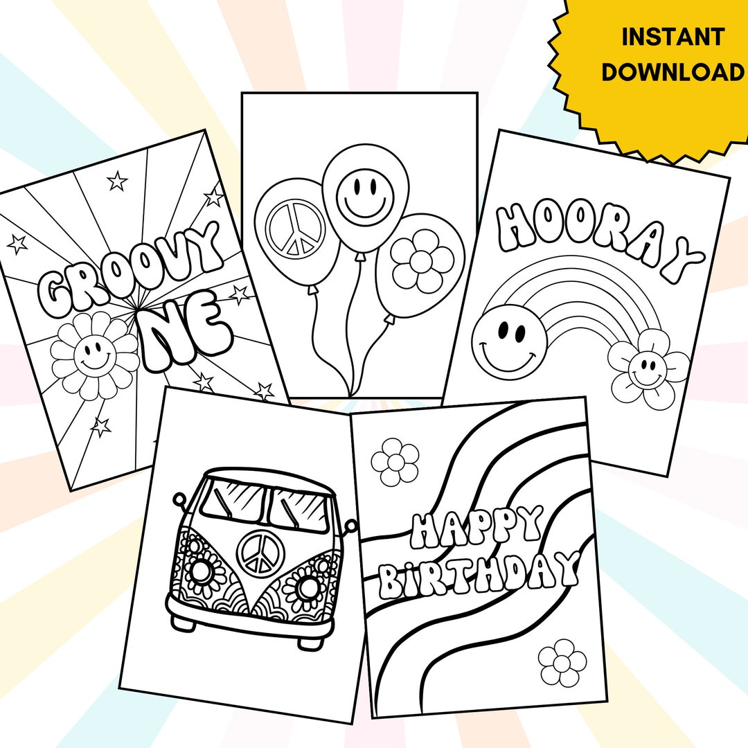 1st Birthday - Groovy One Coloring Pages - Etsy