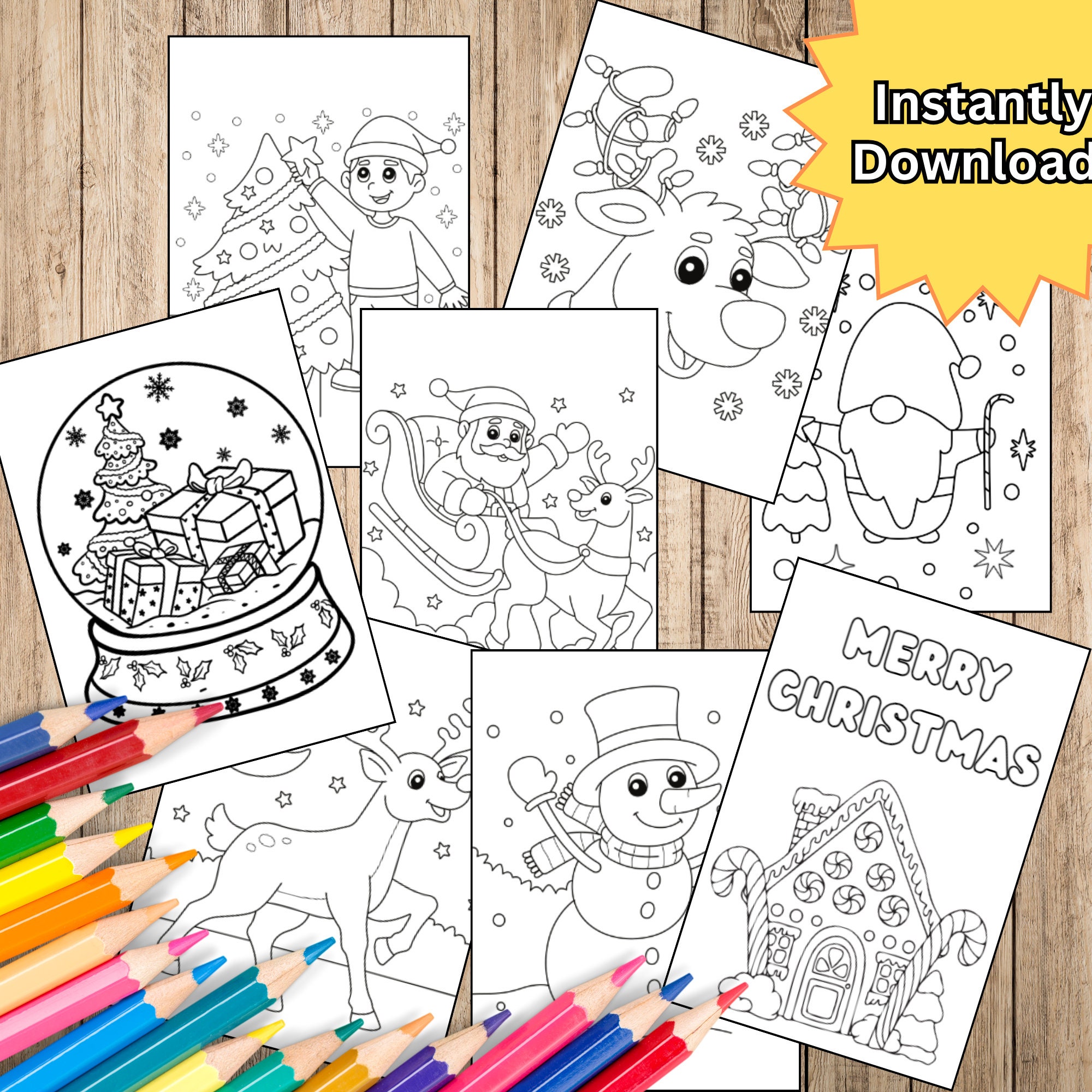 Christmas Coloring Pages, 8 Pages, Cute Coloring, Cute Coloring ...
