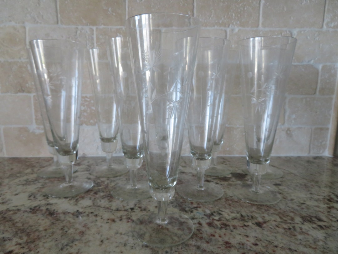 Champagne Flutes (6) Short Stemmed Flutes 1950's (reserved) - Etsy