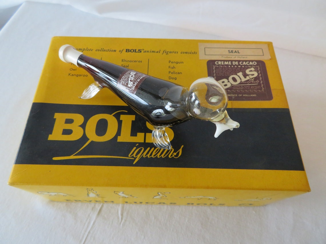 BOLS Hand Blown Glass Animal Miniature Liquor Bottles Set of - Etsy