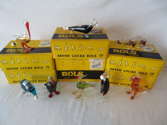 BOLS Hand Blown Glass Animal Miniature Liquor Bottles Set of - Etsy