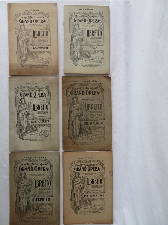 Metropolitan Opera House Grand Opera Libretto bundle of 6 | Etsy