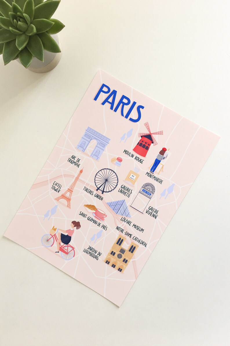 Map of Paris, Paris City Map, Illustrated Map of Paris Living Room and ...