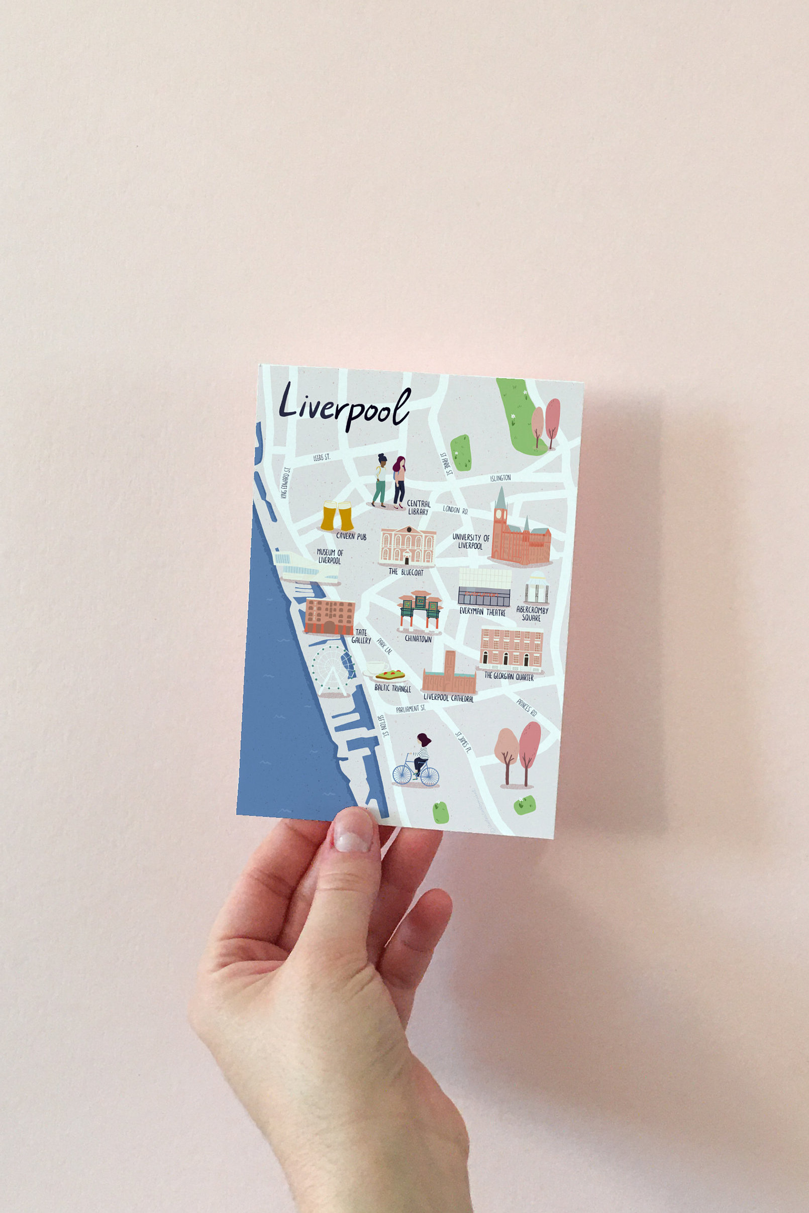 Liverpool Map Illustrated Map Postcard City Postcard - Etsy