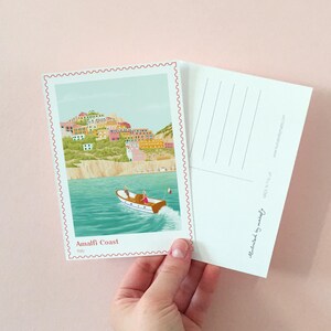 Amalfi Travel Postcard, Travel Keepsake, Italy Illustrated Postcard ...