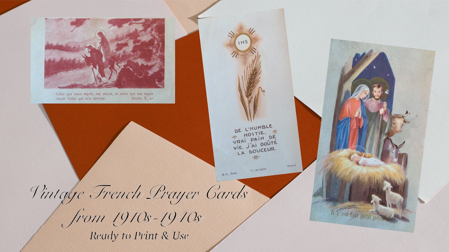 DIGITAL DOWNLOAD Vintage French Prayer Cards 1910s-1940s Scrapbooking ...