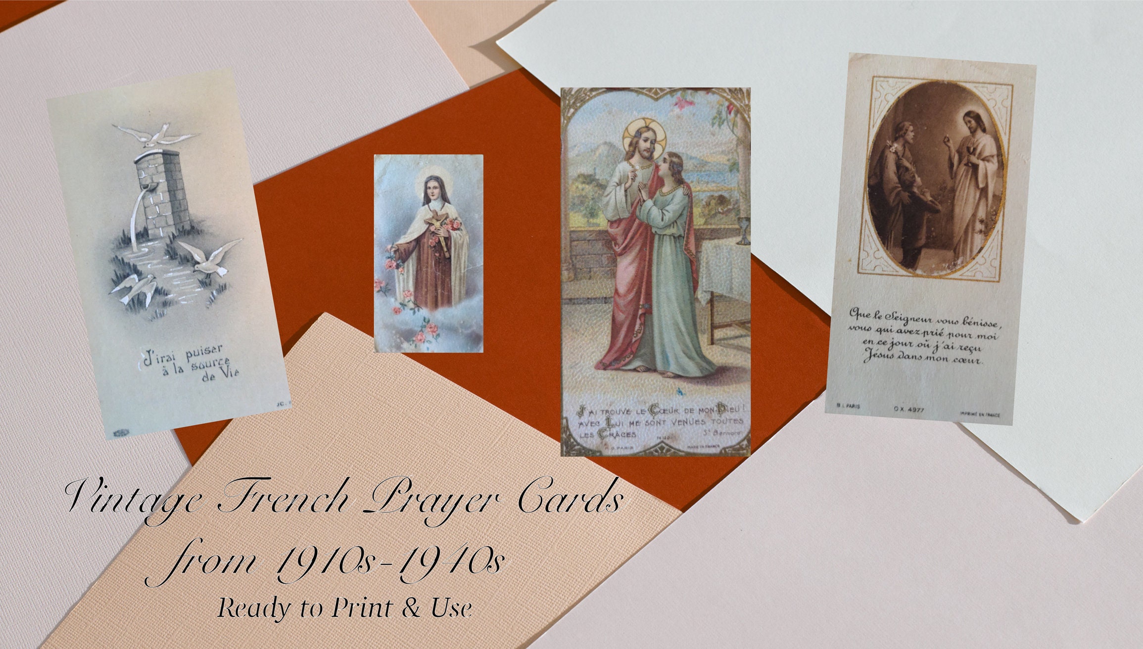 DIGITAL DOWNLOAD Vintage French Prayer Cards 1910s-1940s Scrapbooking ...