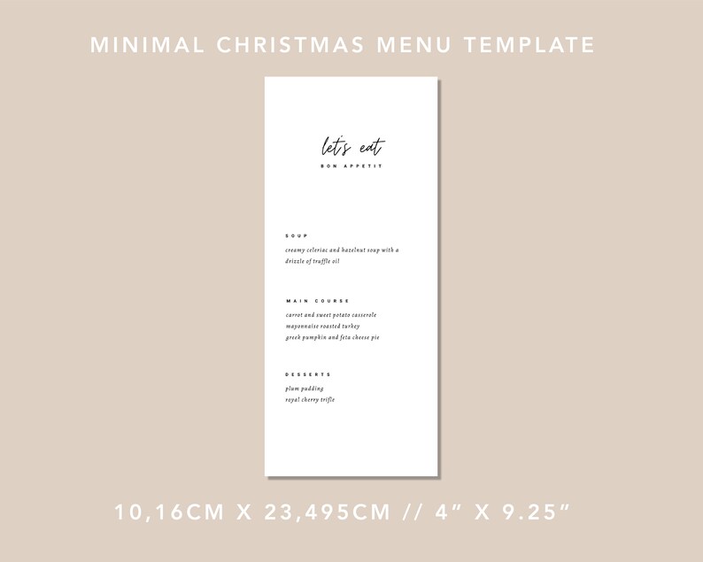 EDITABLE CUSTOM Menu Template Dinner Eating Dish Dinner | Etsy