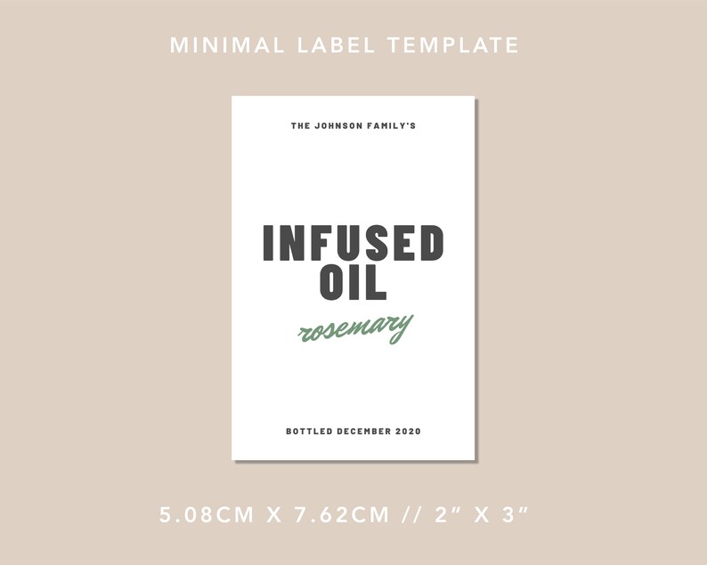 EDITABLE Infused Oil Packaging Label Printable Template - Etsy