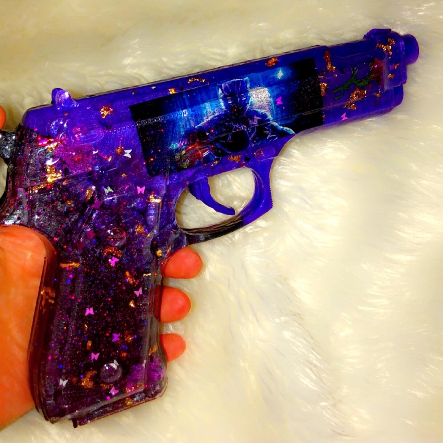 Ocean Blue Glitter Resin Gun Art Objects Art & Collectibles etna.com.pe