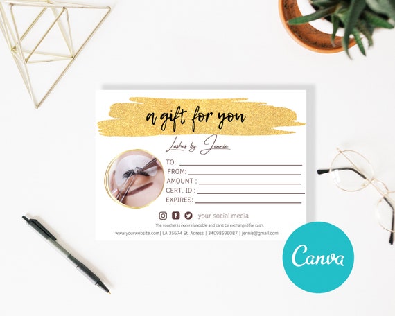 Fully Editable Gift Voucher Printable Lash Extension A Gift | Etsy