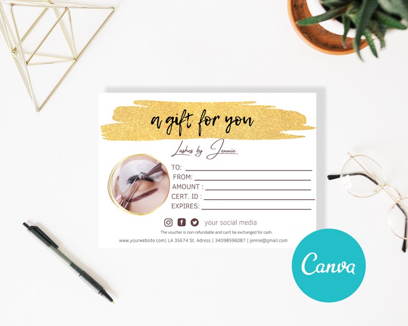 Fully Editable Gift Voucher Printable Lash Extension, A Gift for You ...