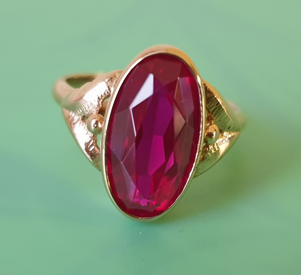 Vintage Cardinal Ring/sz175mm/Gold 14K 583/large oval | Etsy