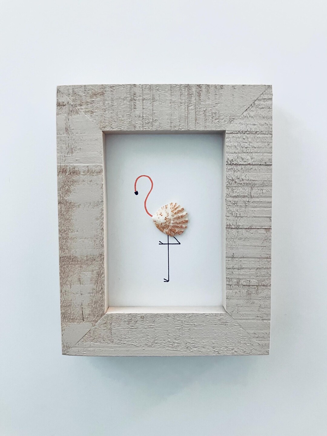 Seashell Flamingo Art Framed Beach Flamingo Art Flamingo Lover Gift ...