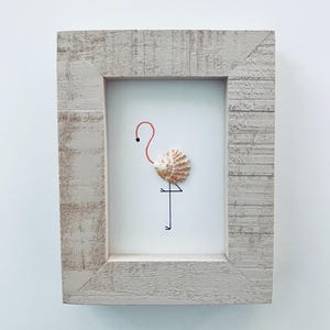 Seashell Flamingo Art Framed Beach Flamingo Art Flamingo Lover Gift ...