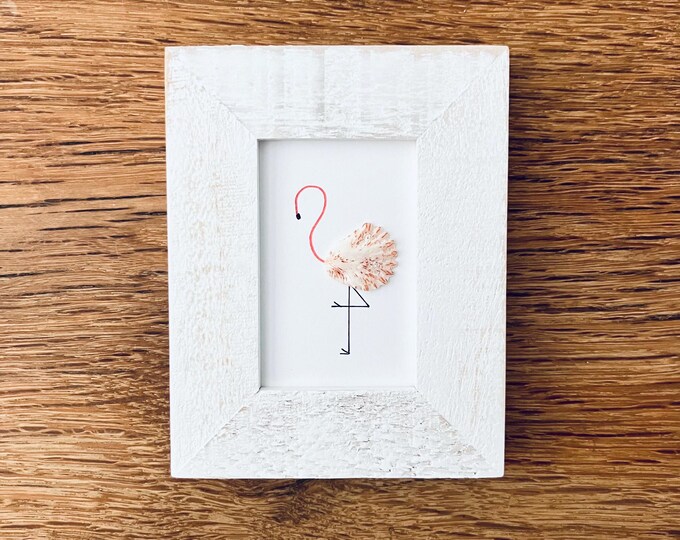 Seashell Flamingo Art Framed | Beach Flamingo Art | Flamingo Lover Gift ...