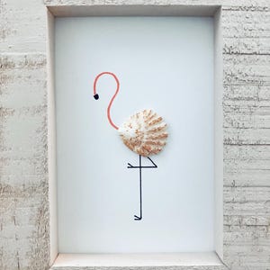Seashell Flamingo Art Framed Beach Flamingo Art Flamingo Lover Gift ...