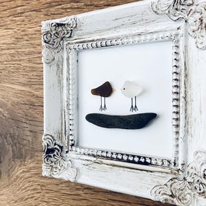 Sea Glass Bird Art Framed Beach Glass Birds Bird Lover Gift Coastal ...