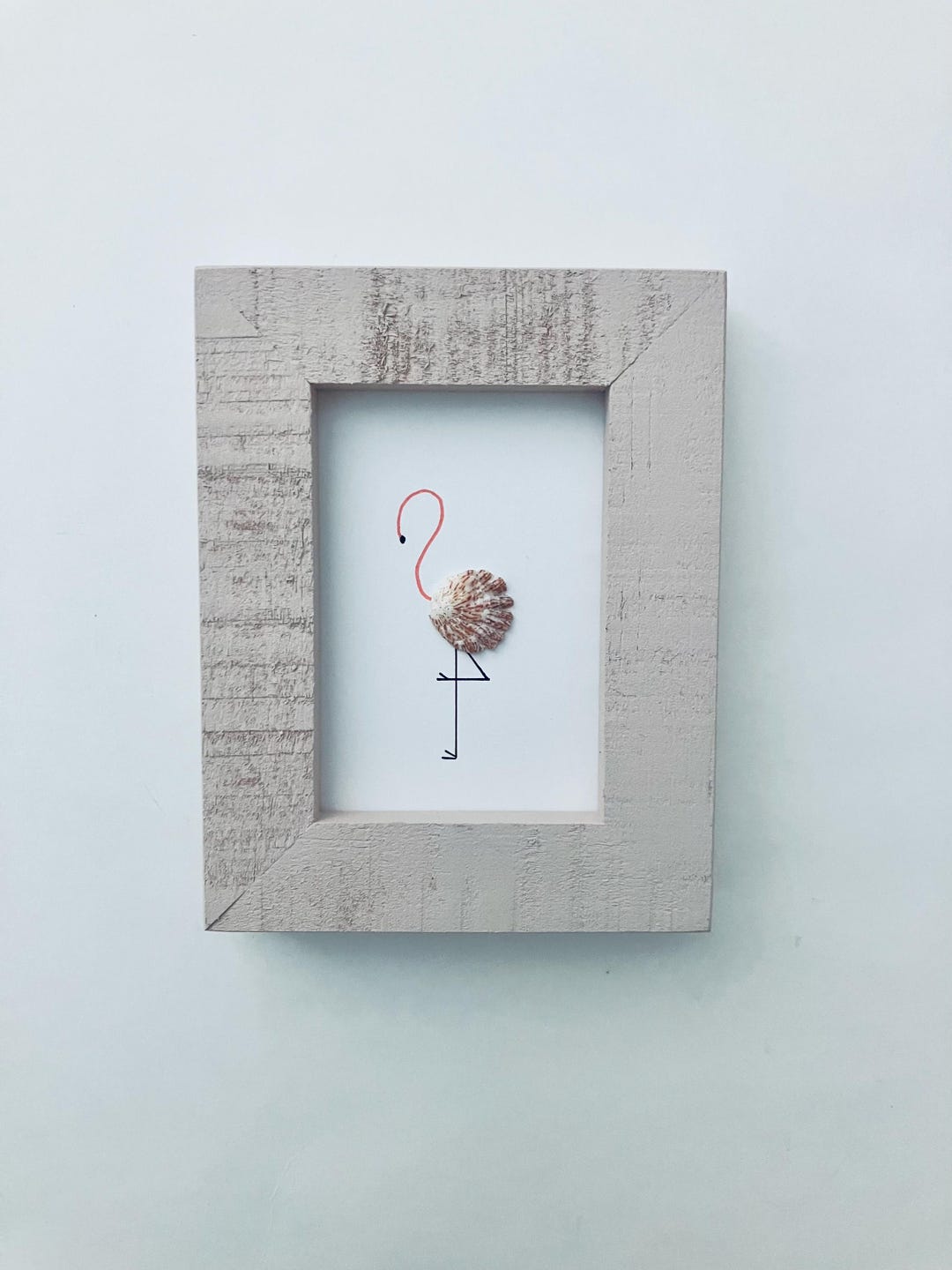 Seashell Flamingo Art Framed Beach Flamingo Art Flamingo Lover Gift ...