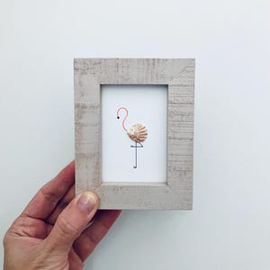 Seashell Flamingo Art Framed Beach Flamingo Art Flamingo Lover Gift ...