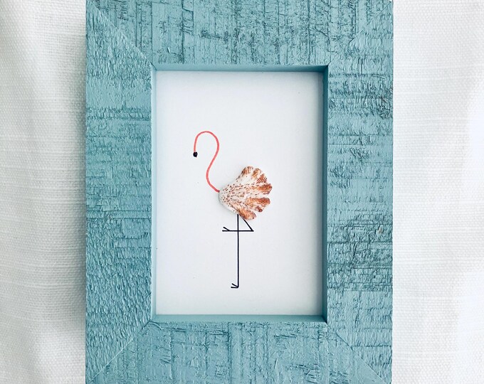 Seashell Flamingo Art Framed | Beach Flamingo Art | Flamingo Lover Gift ...