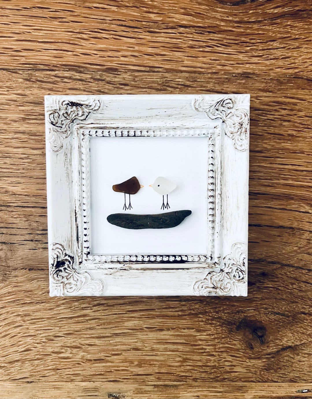Sea Glass Bird Art Framed Beach Glass Birds Bird Lover Gift Coastal ...