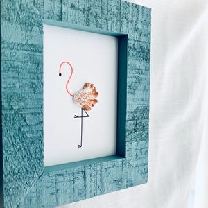 Seashell Flamingo Art Framed | Beach Flamingo Art | Flamingo Lover Gift ...