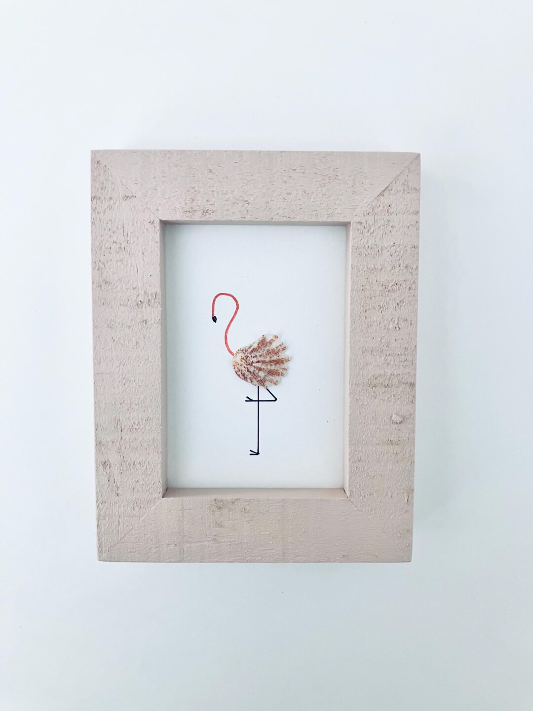 Seashell Flamingo Art Framed | Beach Flamingo Art | Flamingo Lover Gift ...