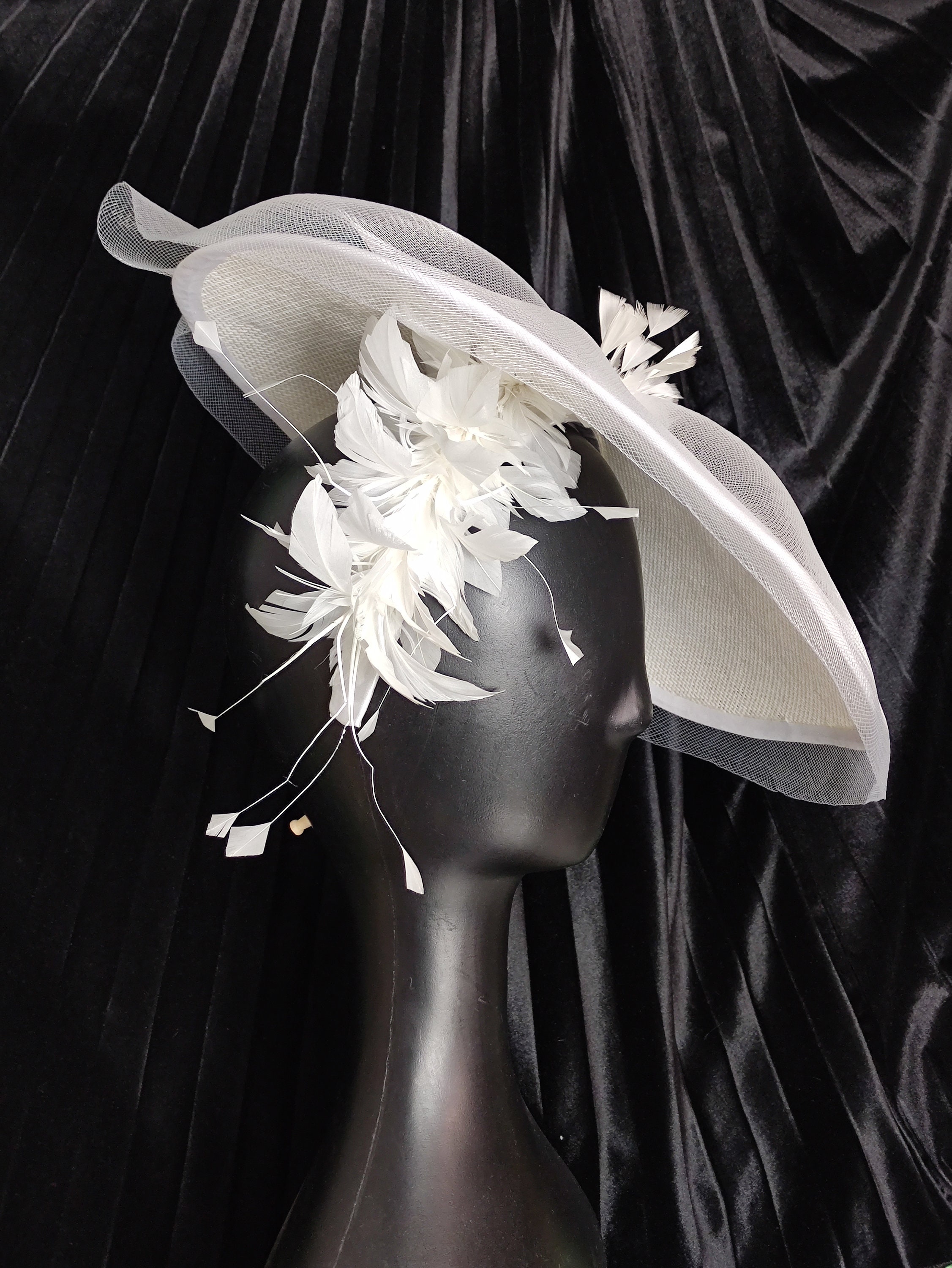 White Hat Wide Brim Mother of the Bride Hat, Kentucky Derby Hat ...