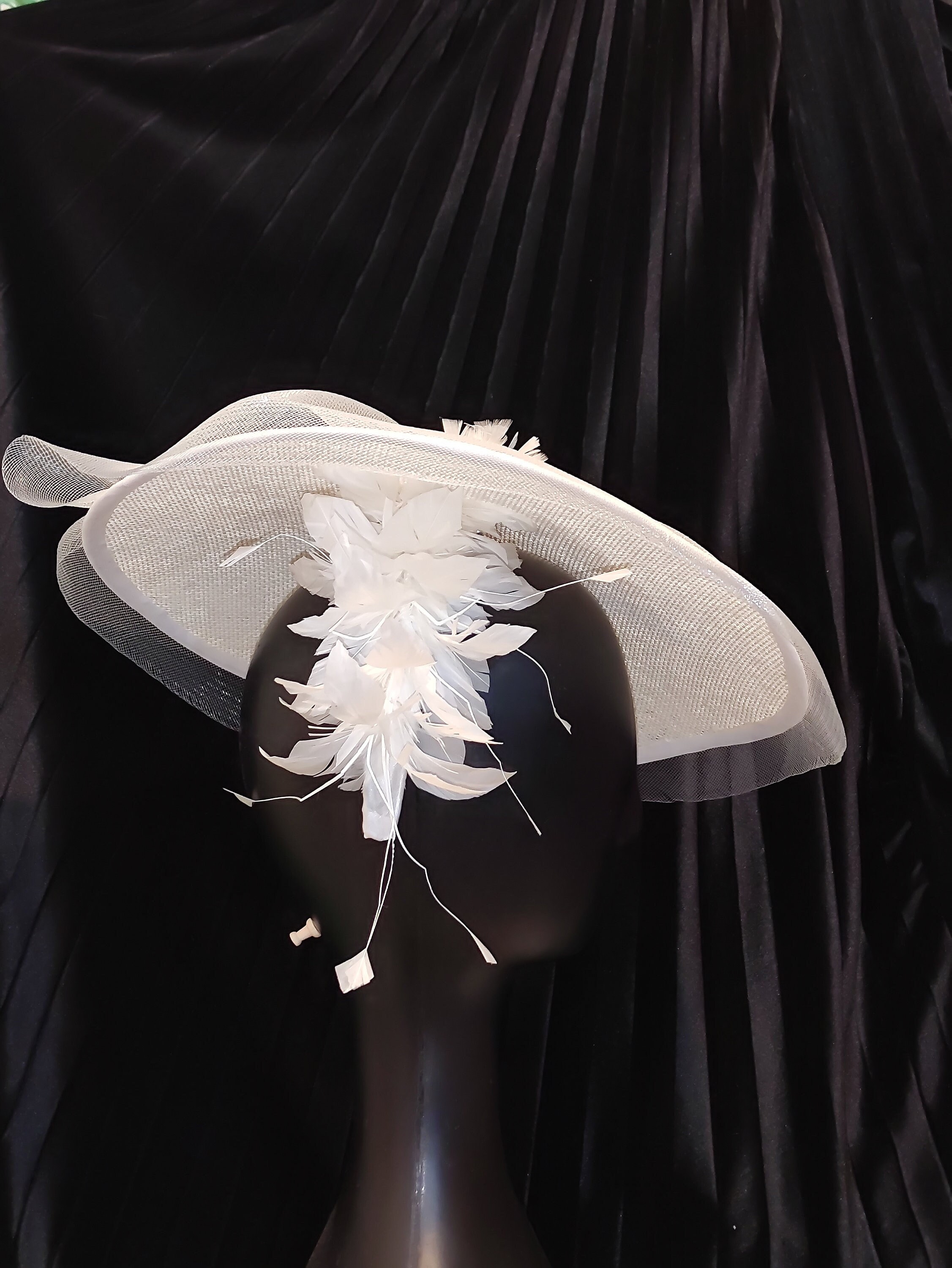 White Hat Wide Brim Mother of the Bride Hat, Kentucky Derby Hat ...