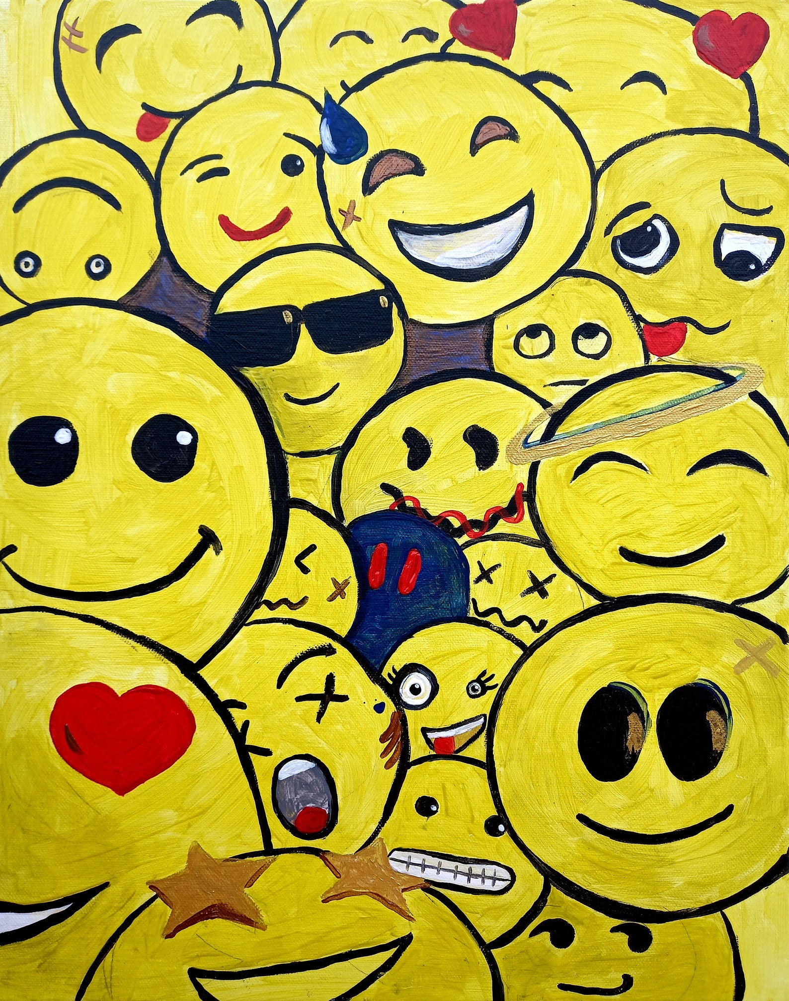 Emoji Smile Face Painting Smiey Happy Kids Room Wall Decor | Etsy