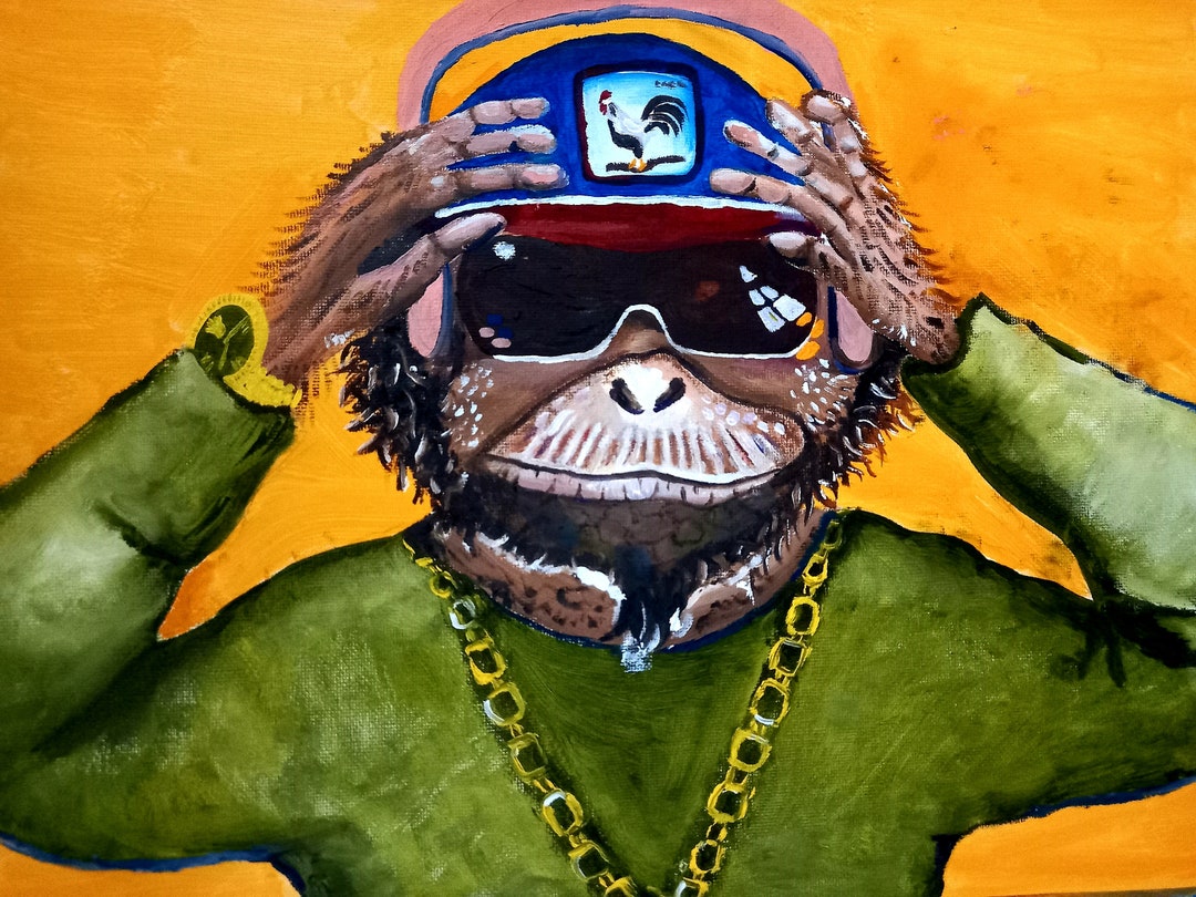 Monkey Art Painting Dj Monkey Wall Art Jungle Nursery Chimp Wall Decor ...