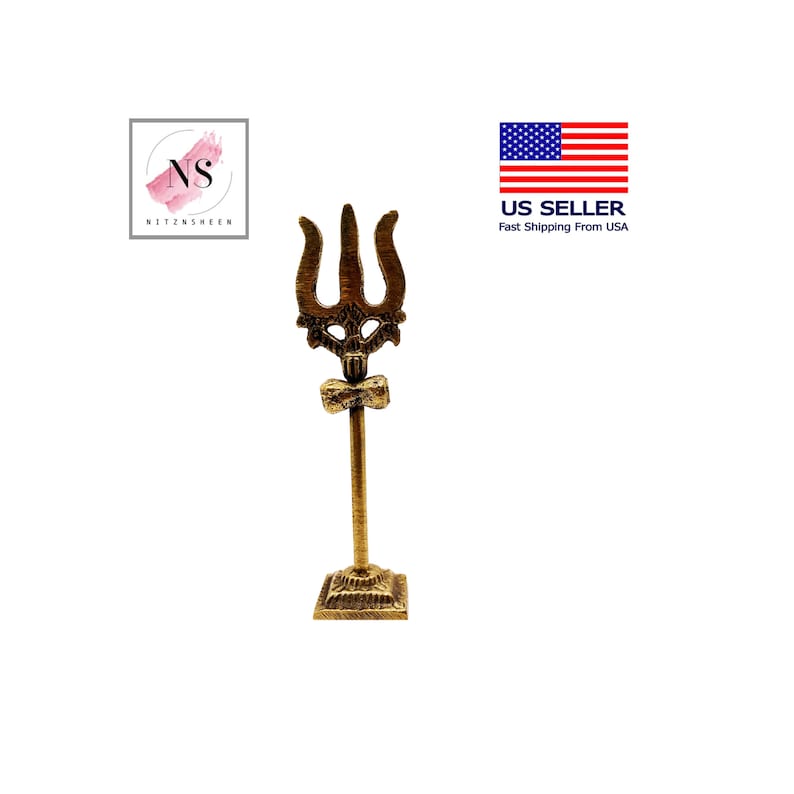 Brass Metal Trishul Trident With Stand 5 Shivratri - Etsy