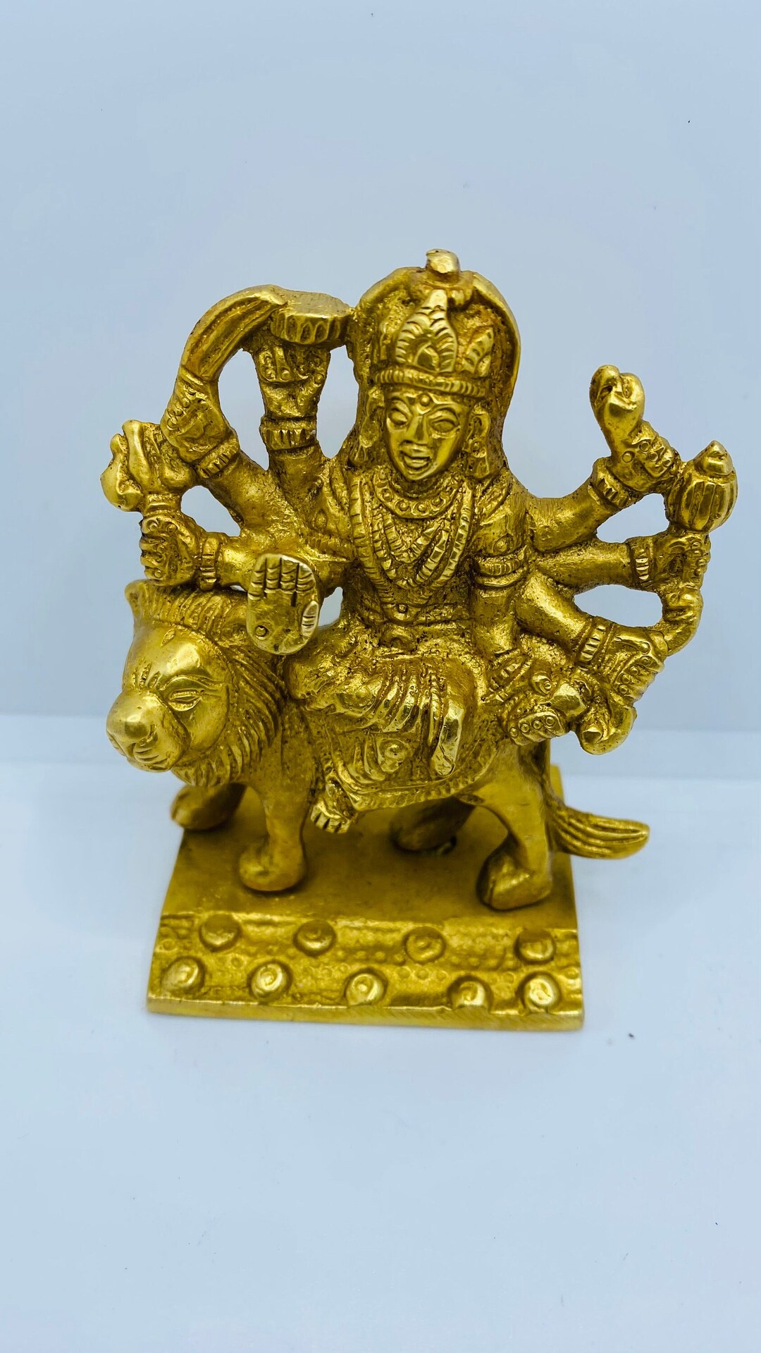 Brass Maa Durga Idol Sitting on Lion-ambe Maa-bhawani-sherawali Maa ...