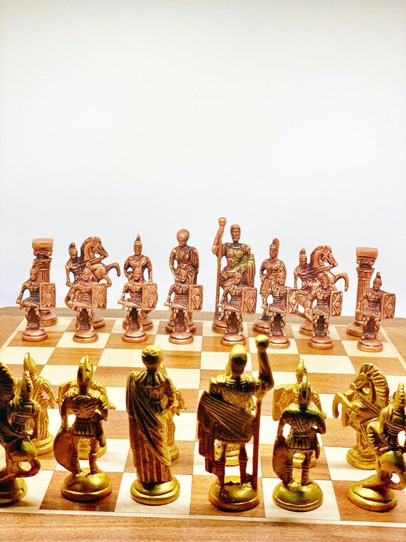 Latest Brown Brass Roman Chess Set With Storage Packaging | Etsy