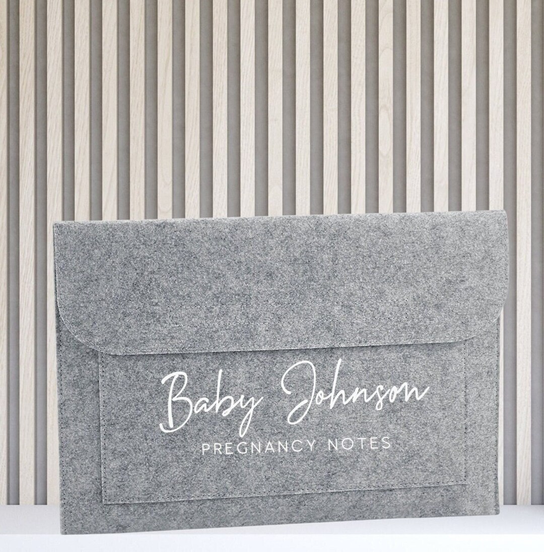 Personalised Pregnancy Notes Folder, Printed Felt Folder, Personalised ...
