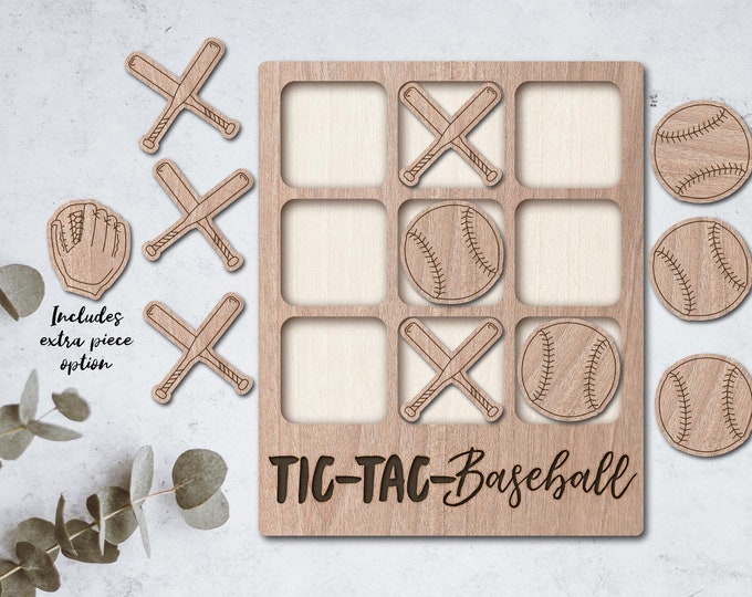 Baseball Laser File Tic Tac Toe Coffee Table Game INSTANT DOWNLOAD Svg ...