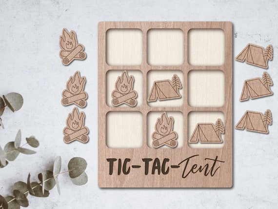 Tent Camping Laser File Tic Tac Toe Coffee Table Game | Etsy