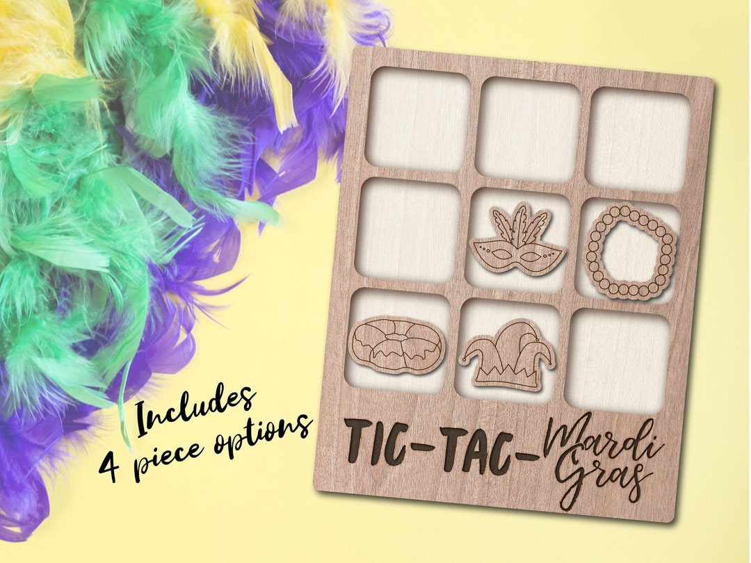 Mardi Gras Laser File Tic Tac Toe Coffee Table Game - INSTANT DOWNLOAD ...