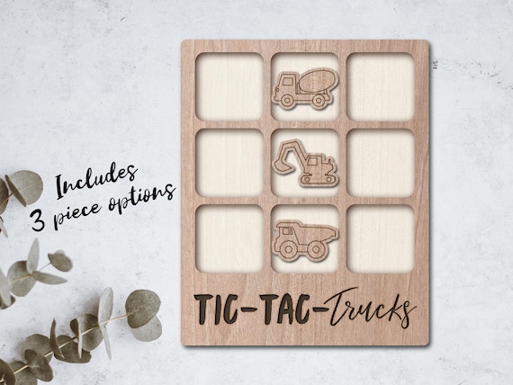 Construction Trucks Laser File Tic Tac Toe Game INSTANT | Etsy