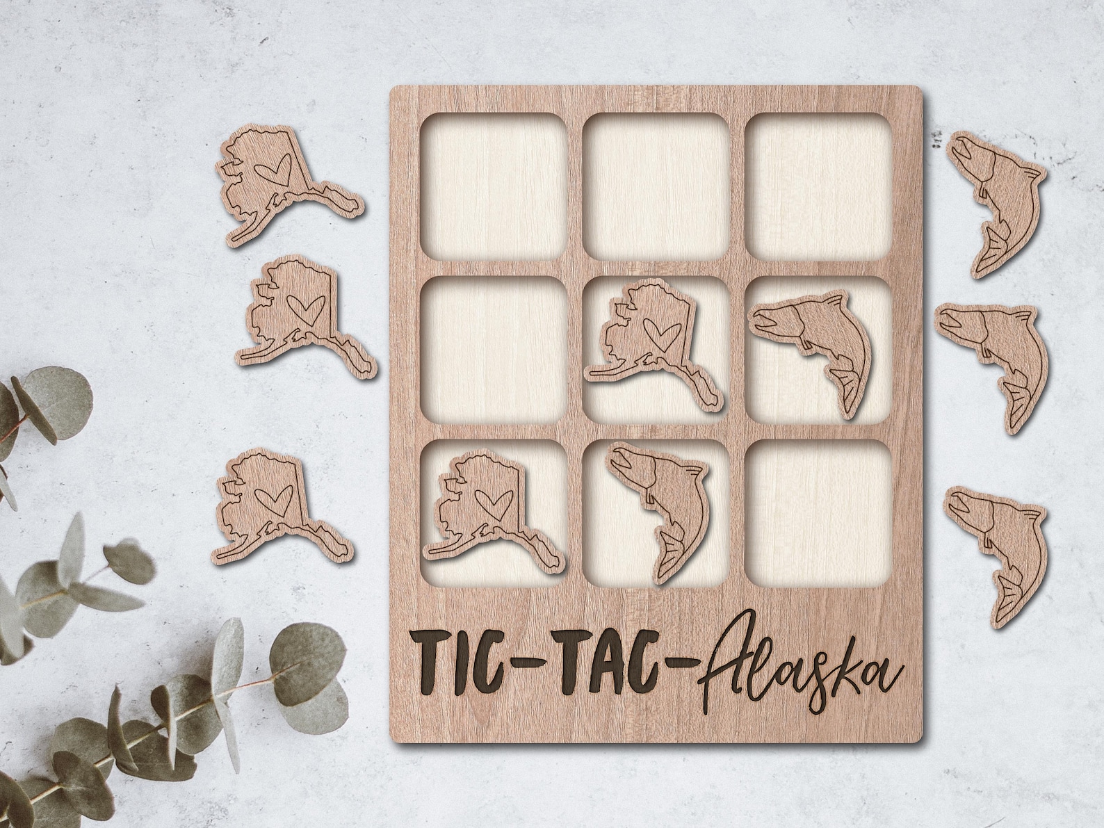 ALASKA Laser Cut File Tic Tac Toe Coffee Table Game INSTANT | Etsy