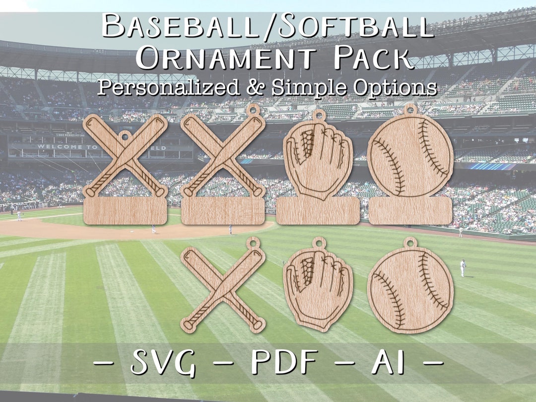 Baseball Softball Pack Quick Scored Ornaments Customizable Laser File ...