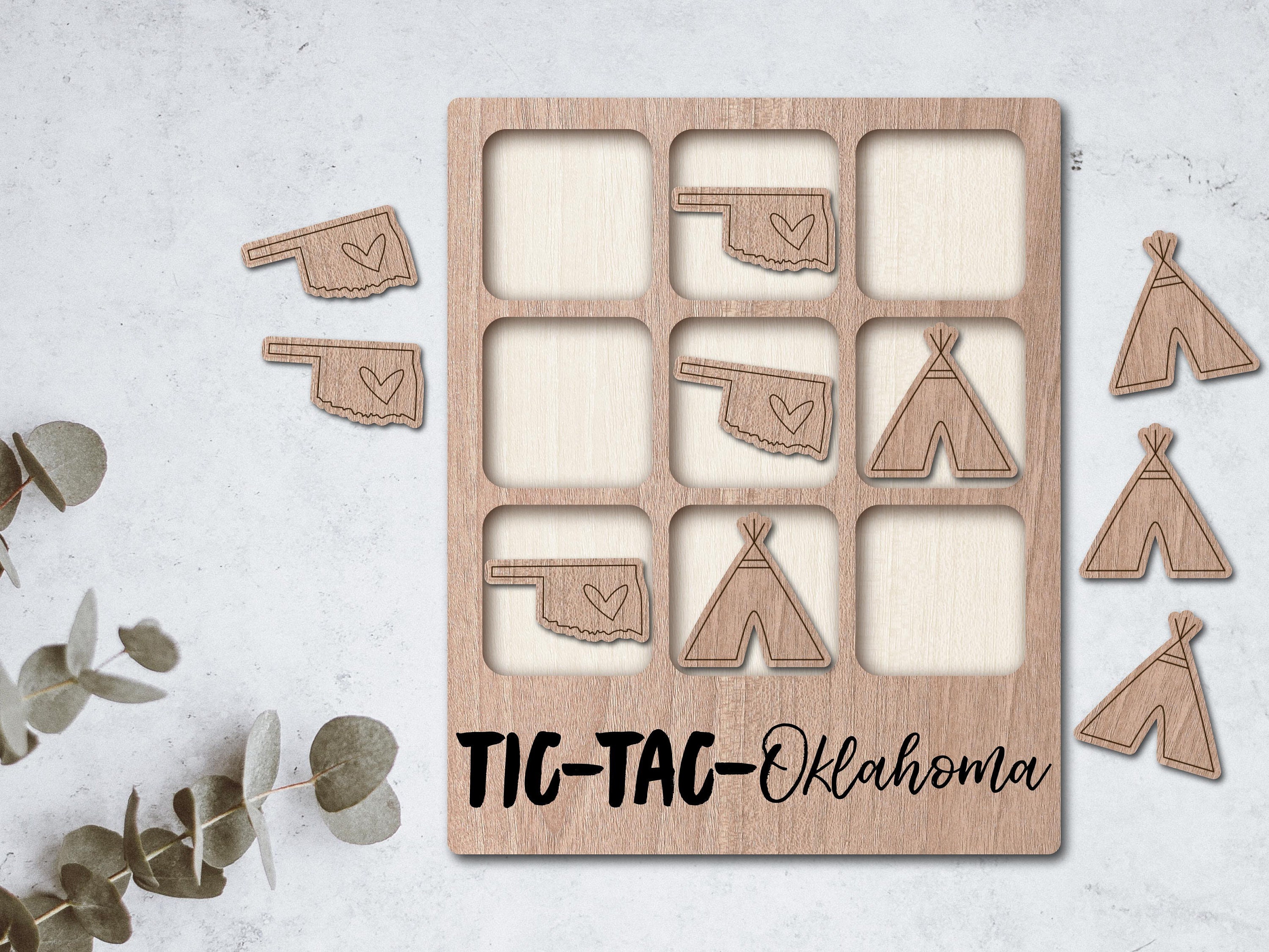 OKLAHOMA Laser Cut File Tic Tac Toe Coffee Table Game | Etsy