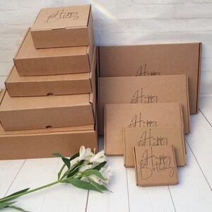 Happy Birthday Empty Hand Stamped Kraft Gift Boxes. Eco-friendly Royal ...