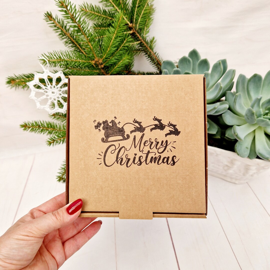 Christmas Kraft Empty Gift Box. 6"x6"x2" Eco Friendly Recyclable ...