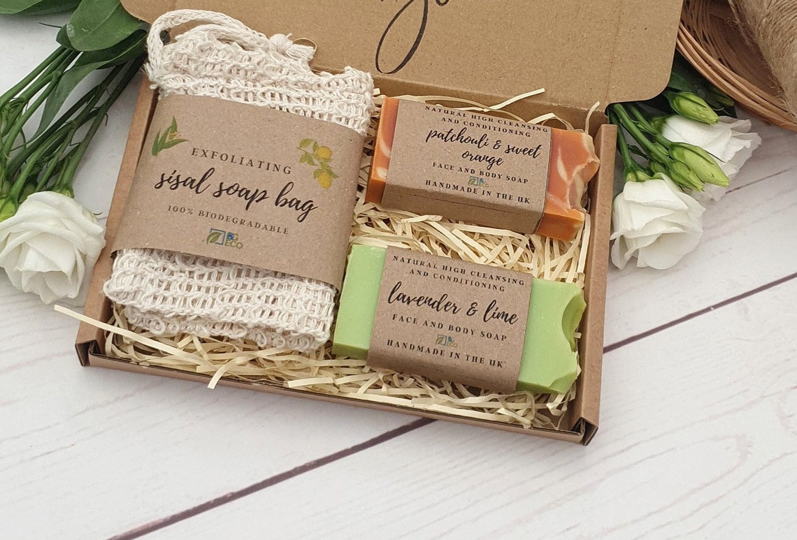 Congratulations Eco Friendly Gift Box. X2 Half UK Handmade Soap/50g ...