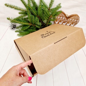 Merry Christmas Empty Hand Stamped Kraft Gift Boxes, Heavy Duty ...