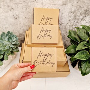 Happy Birthday Empty Hand Stamped Kraft Gift Boxes. Eco-friendly Royal ...