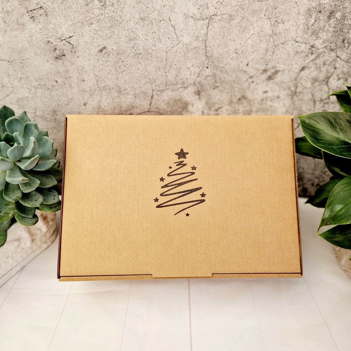 Merry Christmas Empty Hand Stamped Kraft Gift Boxes, Heavy Duty ...