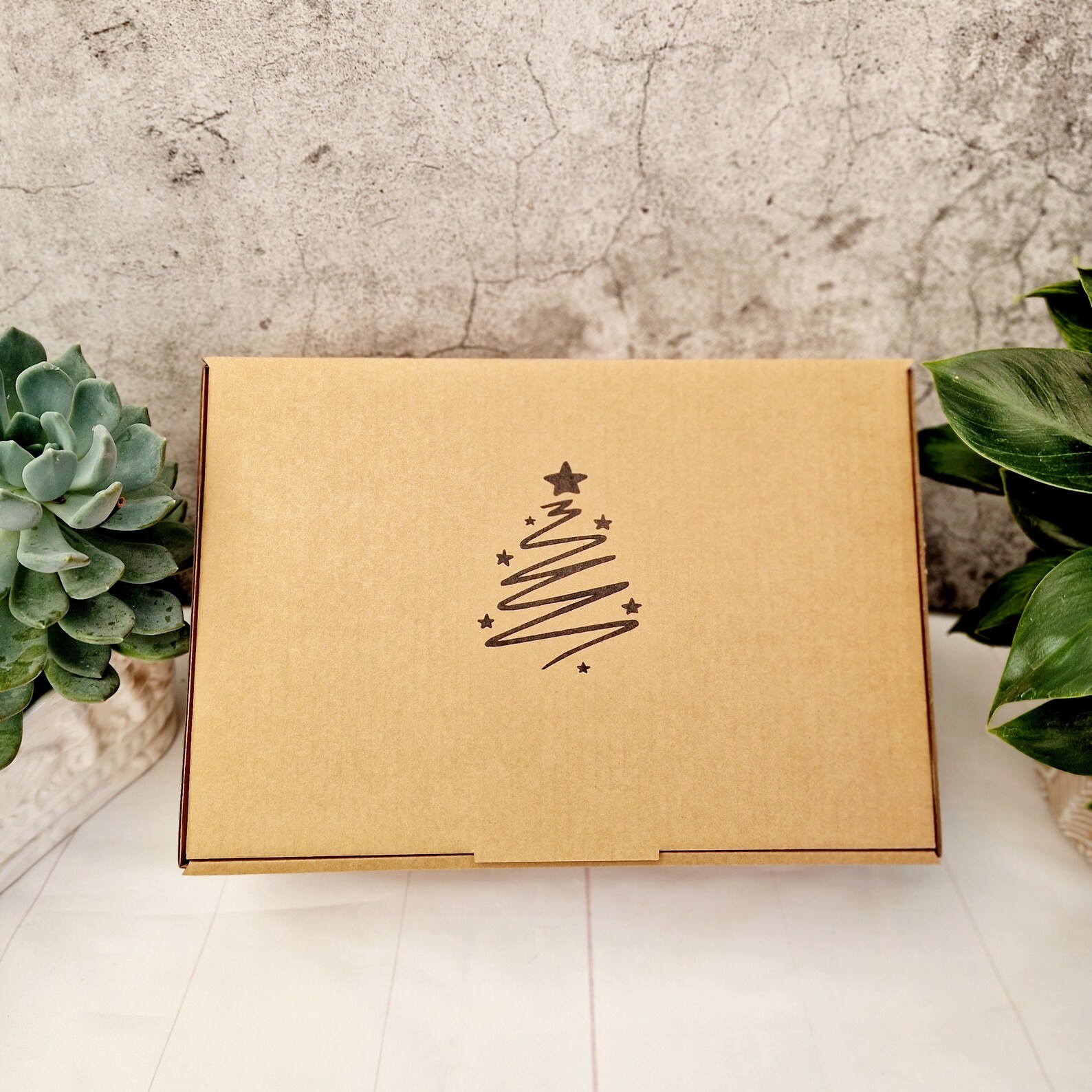 Merry Christmas Empty Hand Stamped Kraft Gift Boxes, Heavy Duty ...